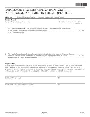 Fillable Online SUPPLEMENT TO LIFE APPLICATION PART I Fax Email Print ...