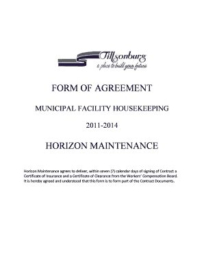 Fillable Online FORM OF AGREEMENT HORIZON MAINTENANCE Fax Email Print ...