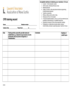 Fillable Online CPD Tracking Form - Lawyers' Insurance Association of ...