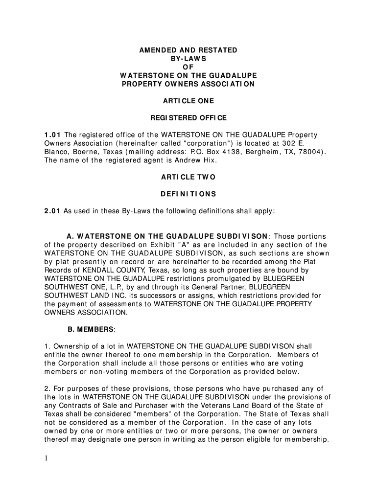 Fillable Online WATERSTONE ON THE GUADALUPE Fax Email Print - pdfFiller