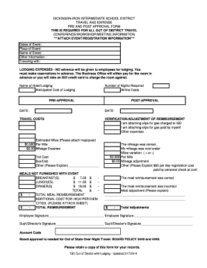 Fillable Online TRAVEL AND EXPENSE Fax Email Print - pdfFiller