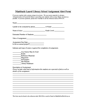 Fillable Online mattlibrary Mattituck-Laurel Library School Assignment ...