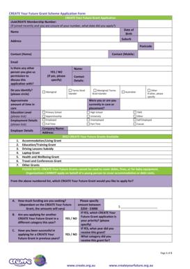 Fillable Online CREATE Your Future Grant Scheme Application Form www ...