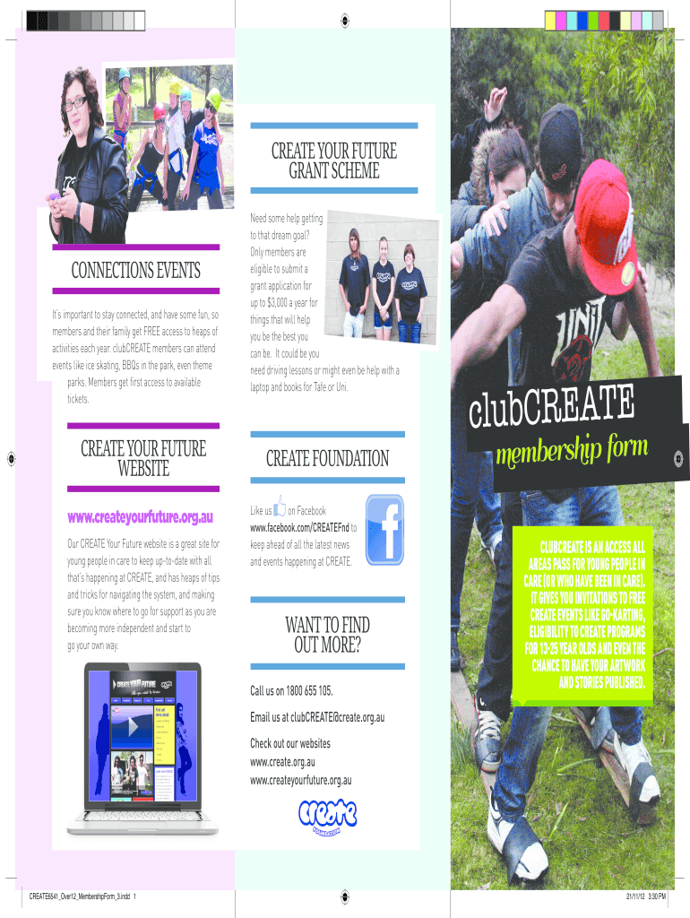 Fillable Online ClubCREATE - CREATE Foundation Fax Email Print - pdfFiller