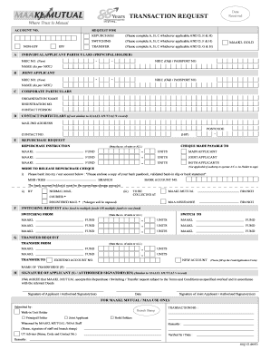 Fillable Online Transaction request1 - MAAKL Mutual Fax Email Print ...