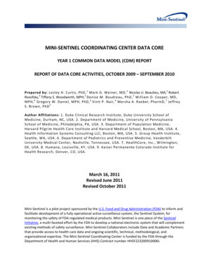 Fillable Online Mini-Sentinel Year 1 Common Data Model Report - Data ...