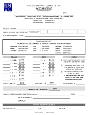 Fillable Online mccd Deposit Form - Merced College - mccd Fax Email ...