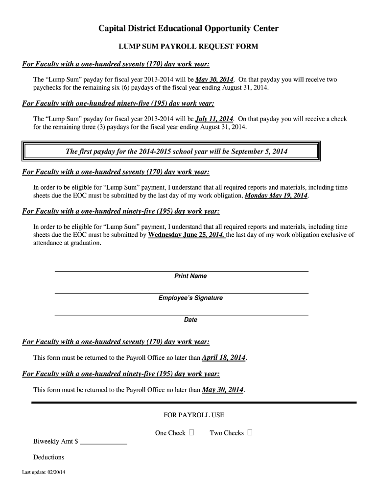 Fillable Online hvcc EOC Lump Sum Payroll Request Form - hvcc Fax Email ...