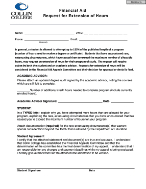 Fillable Online collin Extension of Hours Request Form - Collin College ...