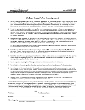 Fillable Online windward hawaii Food Vendor Agreement PDF - Windward Community College ...