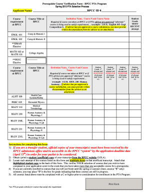 Fillable Online bpcc GPA Worksheet for BPCC PTA Applicants Fax Email ...