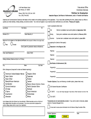 Fillable Online palomar petition for graduation palomar ca form Fax ...