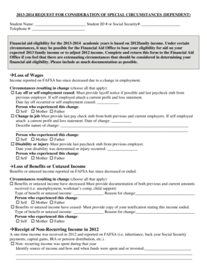 Fillable Online gocolumbia Request for Consideration of Special ...