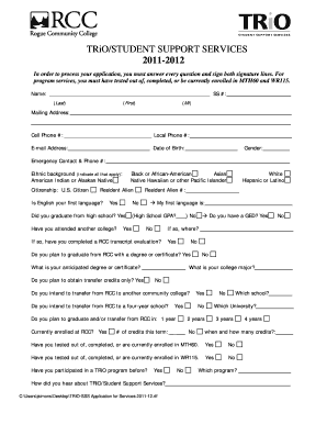 Fillable Online roguecc TRiO/STUDENT SUPPORT SERVICES 20112012 In order to process your ...