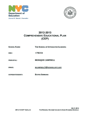 Fillable Online text nycenet 20122013 COMPREHENSIVE EDUCATIONAL PLAN ...