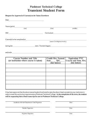 Fillable Online ptc Transient Student Form.pmd - Piedmont Technical ...