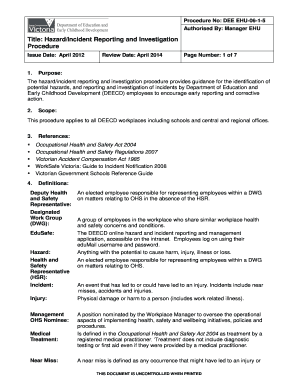 Fillable Online eduweb vic gov Procedure No: DEE EHU-06-1-5 Fax Email ...