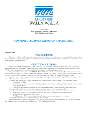 Fillable Online wwcc Confidential Application for Appointment - Walla ...