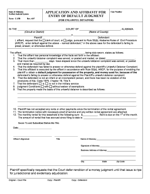 Fillable Online eforms alacourt Application, Affidavit, for Entry of ...