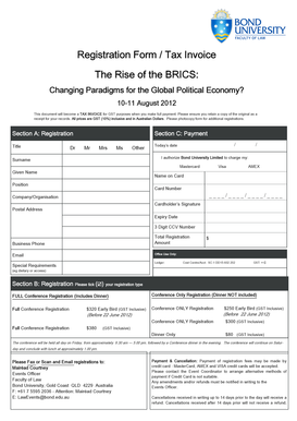 Fillable Online The Rise of the BRICS: Registration Form / Tax ...