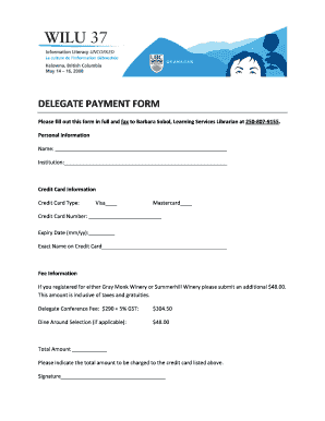 Fillable Online library ubc DELEGATE PAYMENT FORM - UBC Library Fax ...