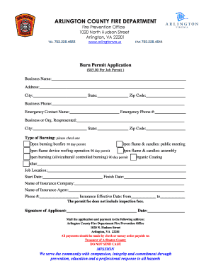 Fillable Online Burn Permit per job or multiple jobs.DOC Fax Email ...