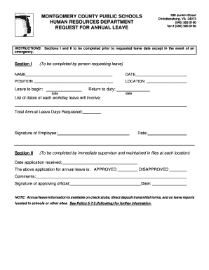 Fillable Online mcps Form Annual Leave - Montgomery County Public ...