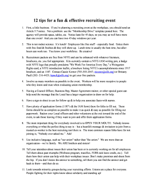 Fillable Online 12 tips for a fun & effective recruiting event Fax ...