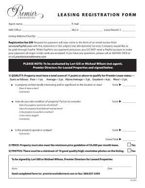 Fillable Online LEASING REGISTRATION FORM - Mywindermere.com Fax Email ...