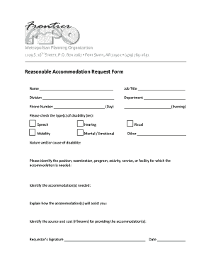 Fillable Online frontiermpo Reasonable Accommodation Request Form Fax ...