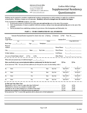 Supplemental Residency Questionnaire - Crafton Hills College - Craftonhills - Fill and Sign ...