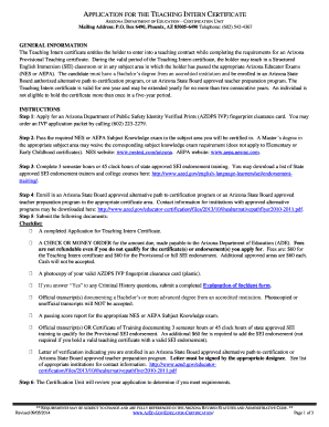 Fillable Online azed Application for Teaching Intern Certificate ...