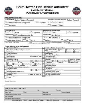 Fillable Online South Metro Fire Plan Review Application Form 010710 2 ...