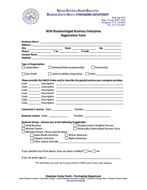 Fillable Online bcn-nshe BCN Disadvantaged Business Enterprise ...