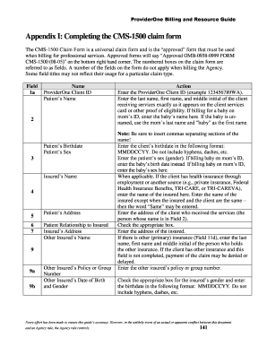 Fillable Online hca wa Appendix I: Completing Claim Form CMS 1500 ...