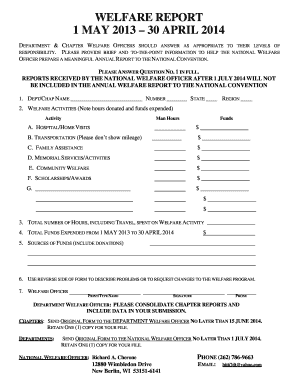 Fillable Online purpleheart WELFARE REPORT Fax Email Print - pdfFiller