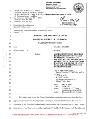 Fillable Online 389-order-shortening-time-for-hearing-on-motion-to-sell ...