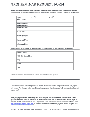 Fillable Online uspsa NROI SEMINAR REQUEST FORM - uspsa Fax Email Print ...