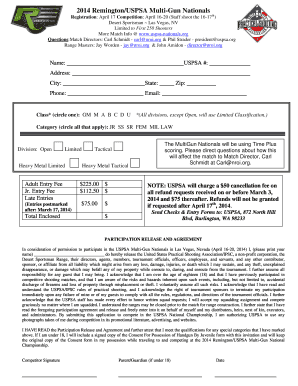 Fillable Online uspsa 2014 USPSA Multi-gun National Application.docx ...