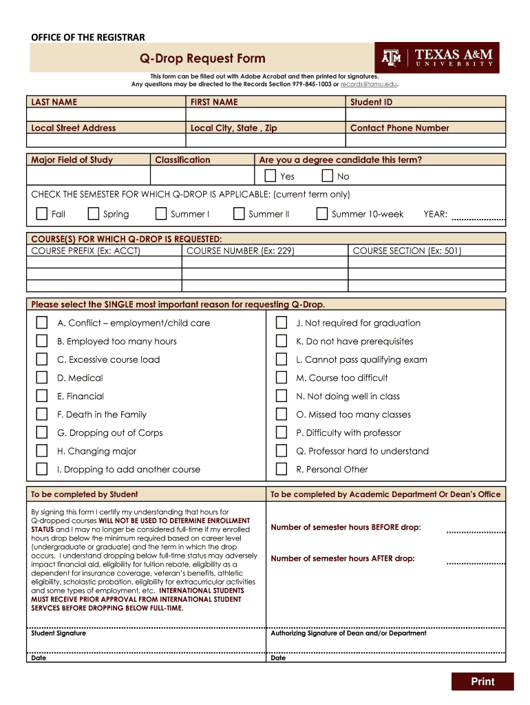 Fillable Online Q-Drop Request Form Fax Email Print - pdfFiller