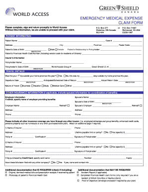 Fillable Online cawlocal584 Emergency Medical Expense Claim Form (World ...