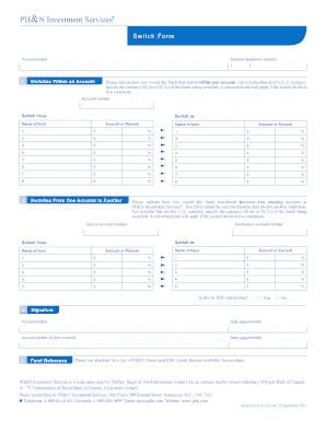 Fillable Online Switch Form - PH&N Investment Services Fax Email Print ...