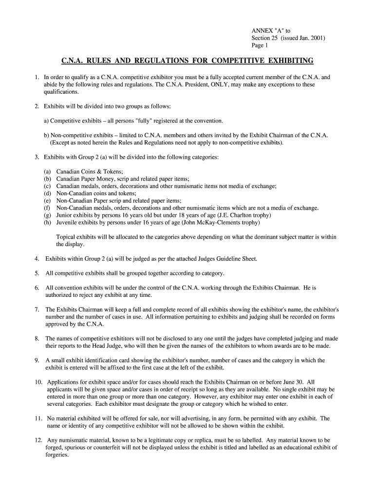 Fillable Online rcna Cna rules and regulations for competitive ...
