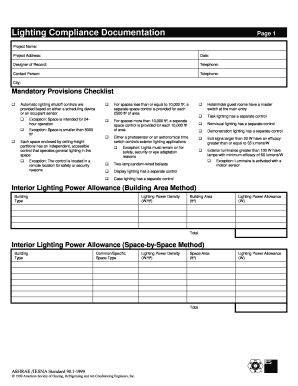 Fillable Online ashrae Lighting Compliance Documentation - ashrae Fax ...