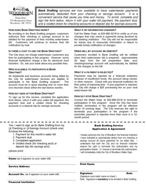 Fillable Online Electronic Bank Draft Form - City of Woodburn Fax Email ...