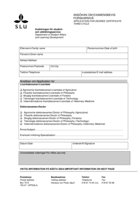 Fillable Online slu Ans kan om examen (pdf) - SLU - slu Fax Email Print - pdfFiller