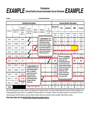 Fillable Online nkyhealth SchoolFacility Annual Immunization Survey ...