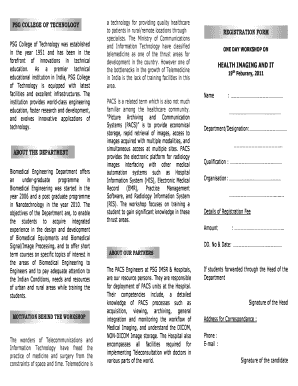 Fillable Online psgtech Health imaging and it registration form psg ...