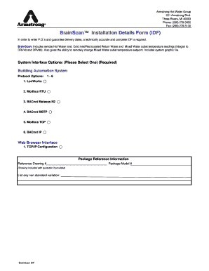 Fillable Online BrainScan Installation Details Form (IDF) - Armstrong ...