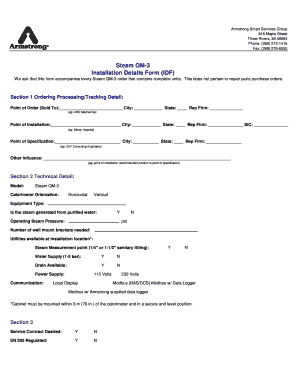 Fillable Online Installation Details Form (IDF) Steam QM-3 - Armstrong ...